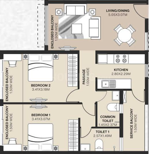 Risara Southern Creek Residences Floor Plan Taleigao, Goa