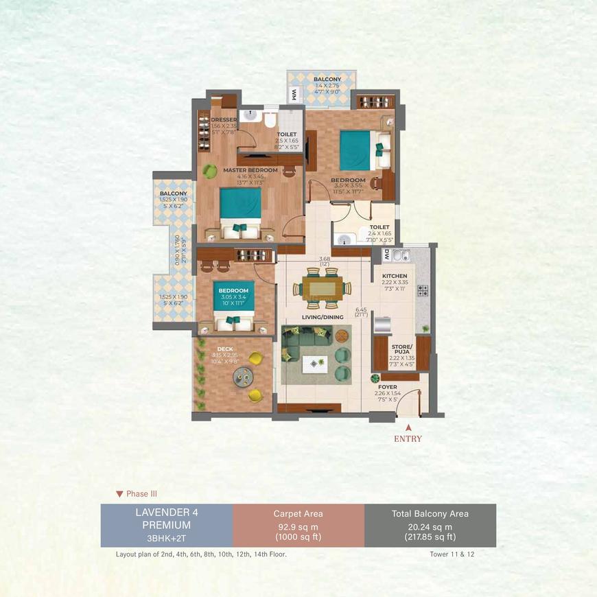 Ashiana Amarah Phase 3 And 3A Floor Plan Sector 93, Gurgaon