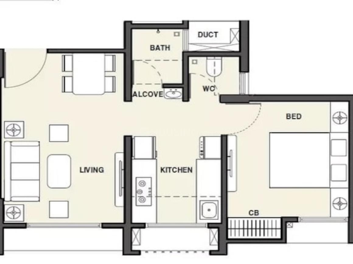 Rustomjee Virar Avenue L1 L2 And L4 Wing H Floor Plan Virar West, Mumbai