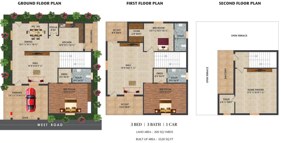 Raja Ayodhya Villas Floor Plan Kollur, Hyderabad