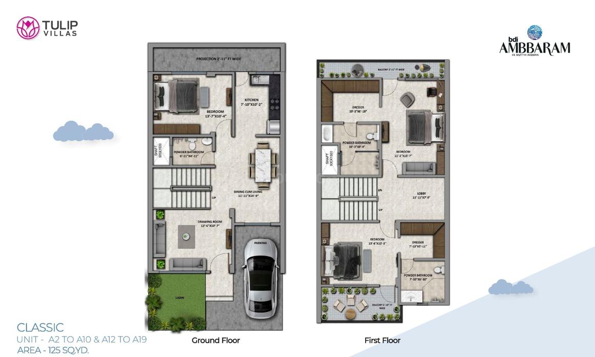 BDI Tulip Villas Floor Plan Tapukara, Bhiwadi