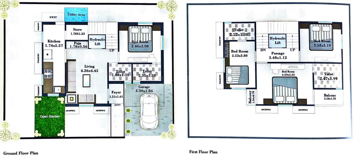 Atriya Villa Floor Plan Bhayli, Vadodara