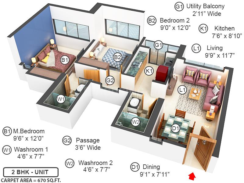 Kalpataru Paramount D Floor Plan Thane West, Thane