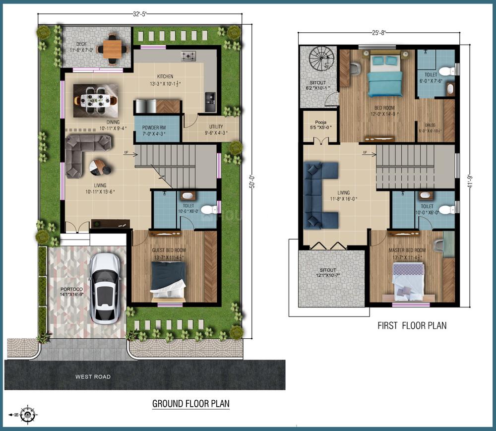 Cluster Woods Kandawada HMDA Villas Floor Plan Chevella, Hyderabad