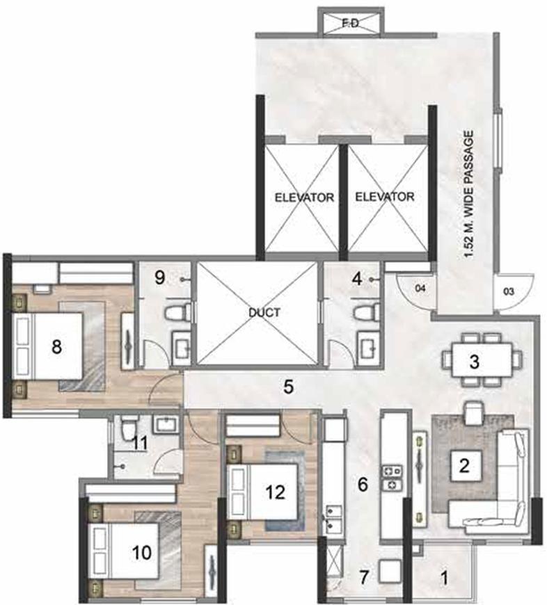 Rustomjee Seasons Wing D Floor Plan Bandra East, Mumbai