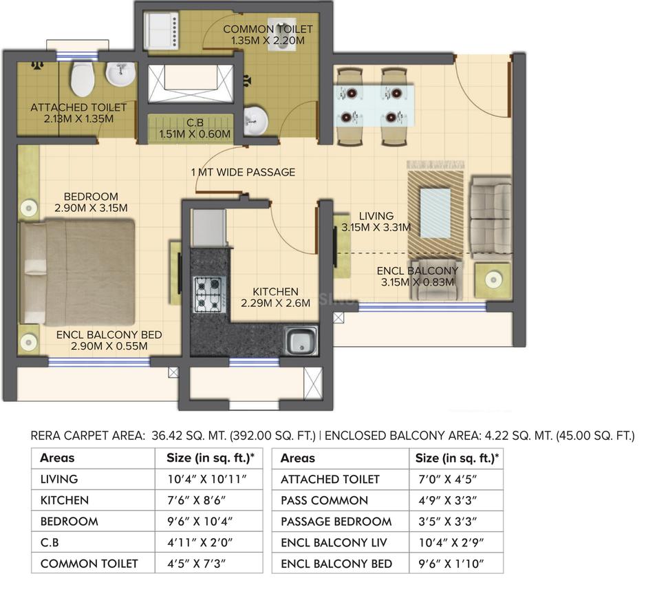 Dosti Planet North Phase 4 Dosti Opal Floor Plan Shilphata, Thane